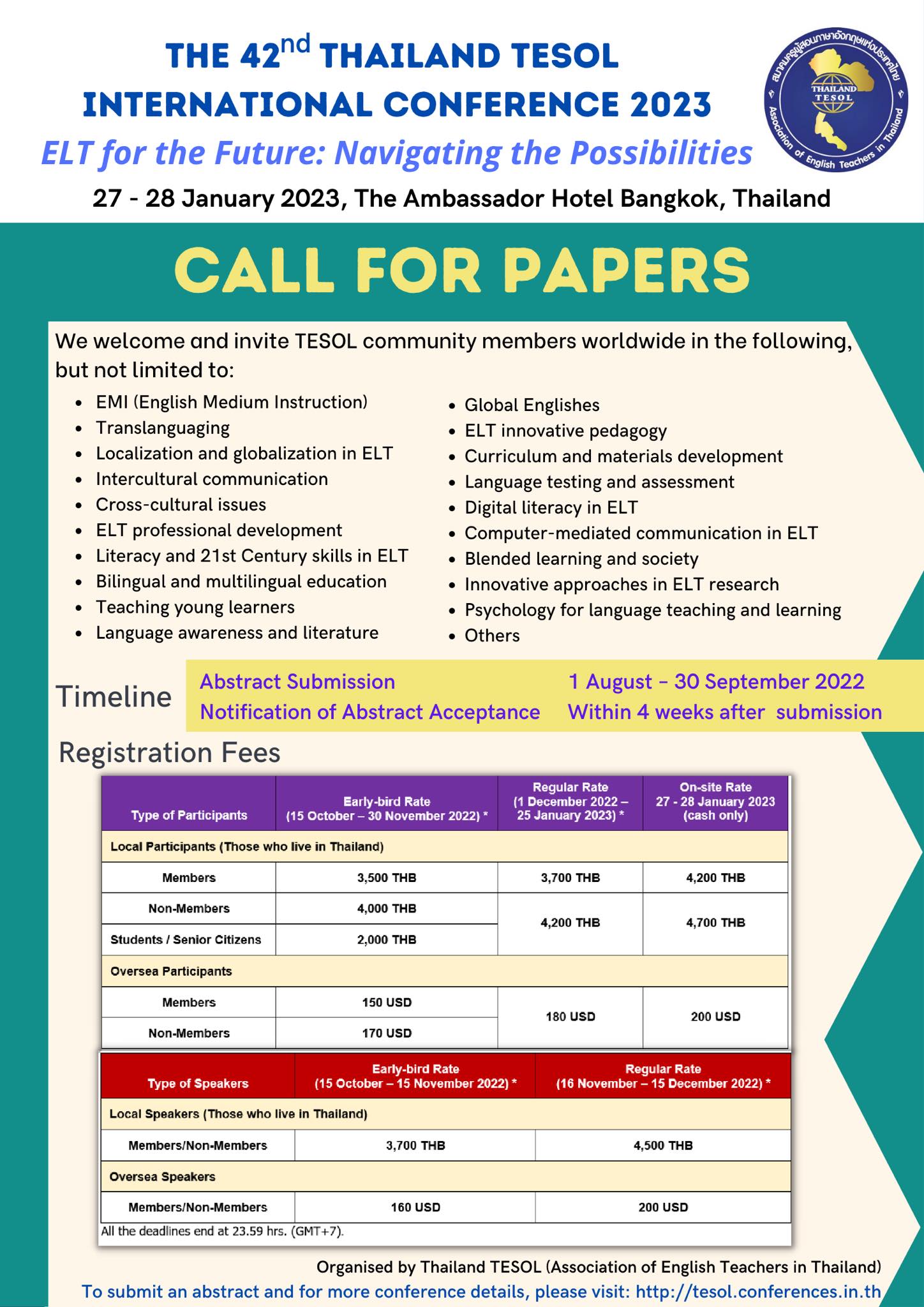- The 42nd Thailand TESOL International Conference 2023